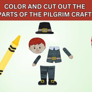 Pilgrim Craft for Kids: Printable Thanksgiving Activity - Etsy