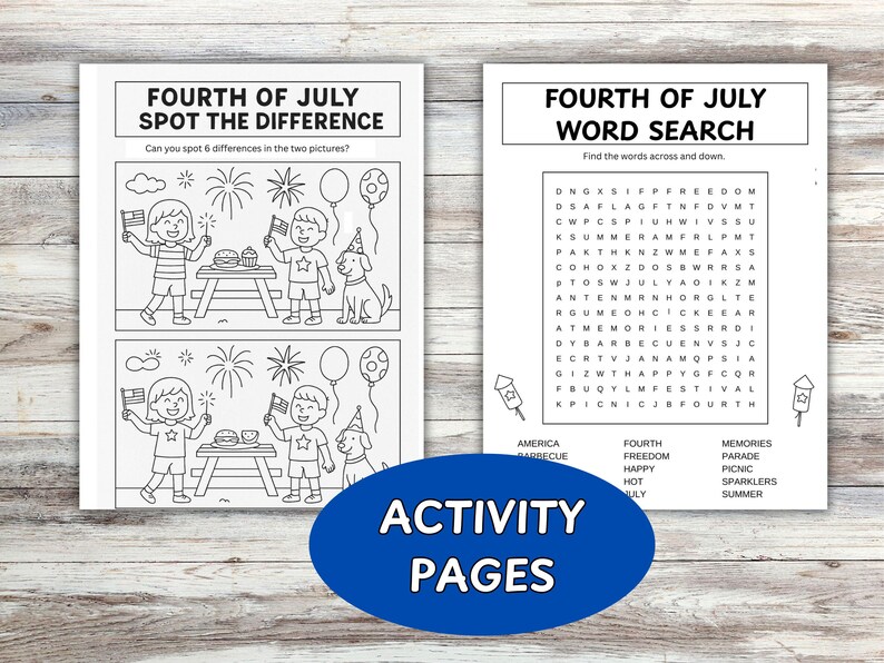 Fourth of July Activity Pages: Patriotic Games & Coloring (digital ...