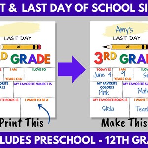 Blank First and Last Day of School Signs Printable Blank First Day of ...