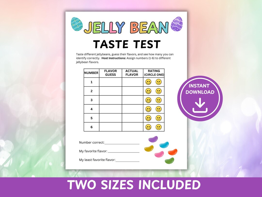 Jelly Bean Taste Test Game Printable | Easter Party Game | Guess the ...