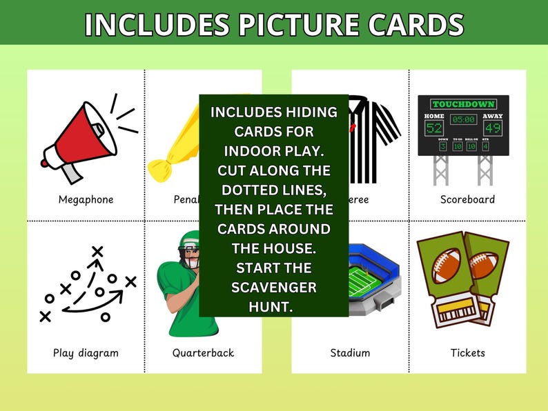 Football Scavenger Hunt for Kids, Printable Activity for Parties, Game ...