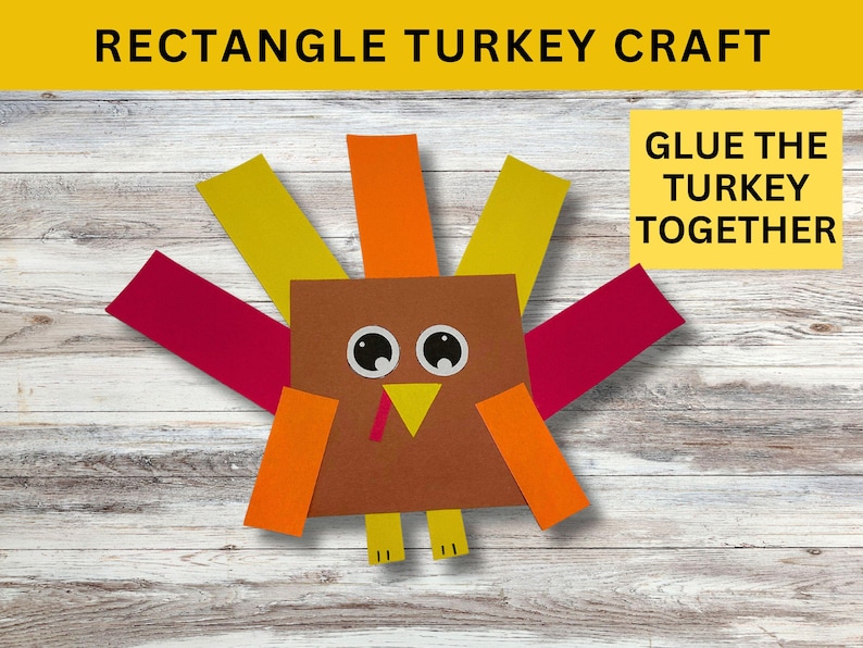 Turkey Craft for Kids, Printable Shape Turkey Craft, Thanksgiving Craft ...