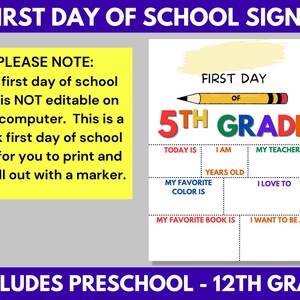 Blank First Day of School Signs Printable Back to School Sign All ...