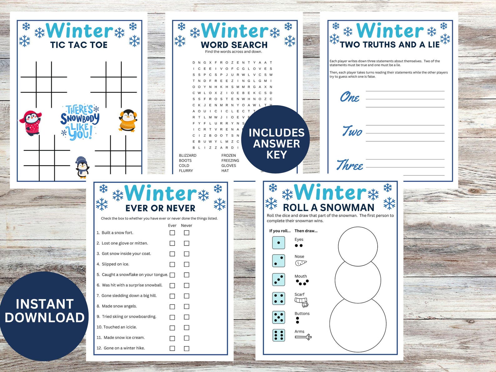 Winter Games Bundle, Printable Winter Party Games, Winter Activities ...