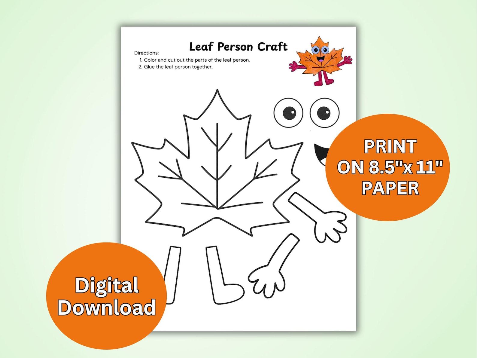 Leaf Person Craft for Kids: Fall Craft, Autumn Activity - Etsy