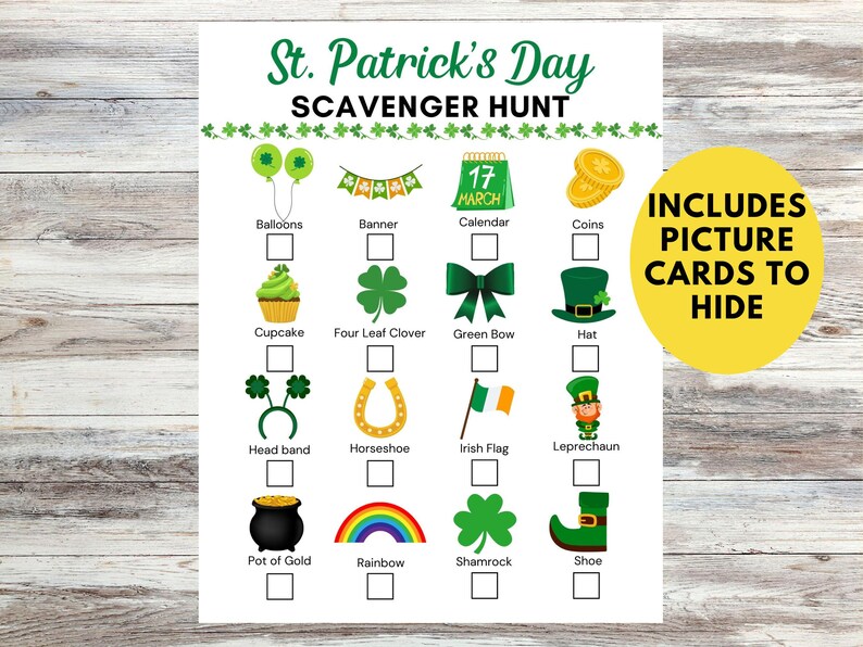 St. Patrick's Day Scavenger Hunt: Printable Kids Activity With Hiding ...