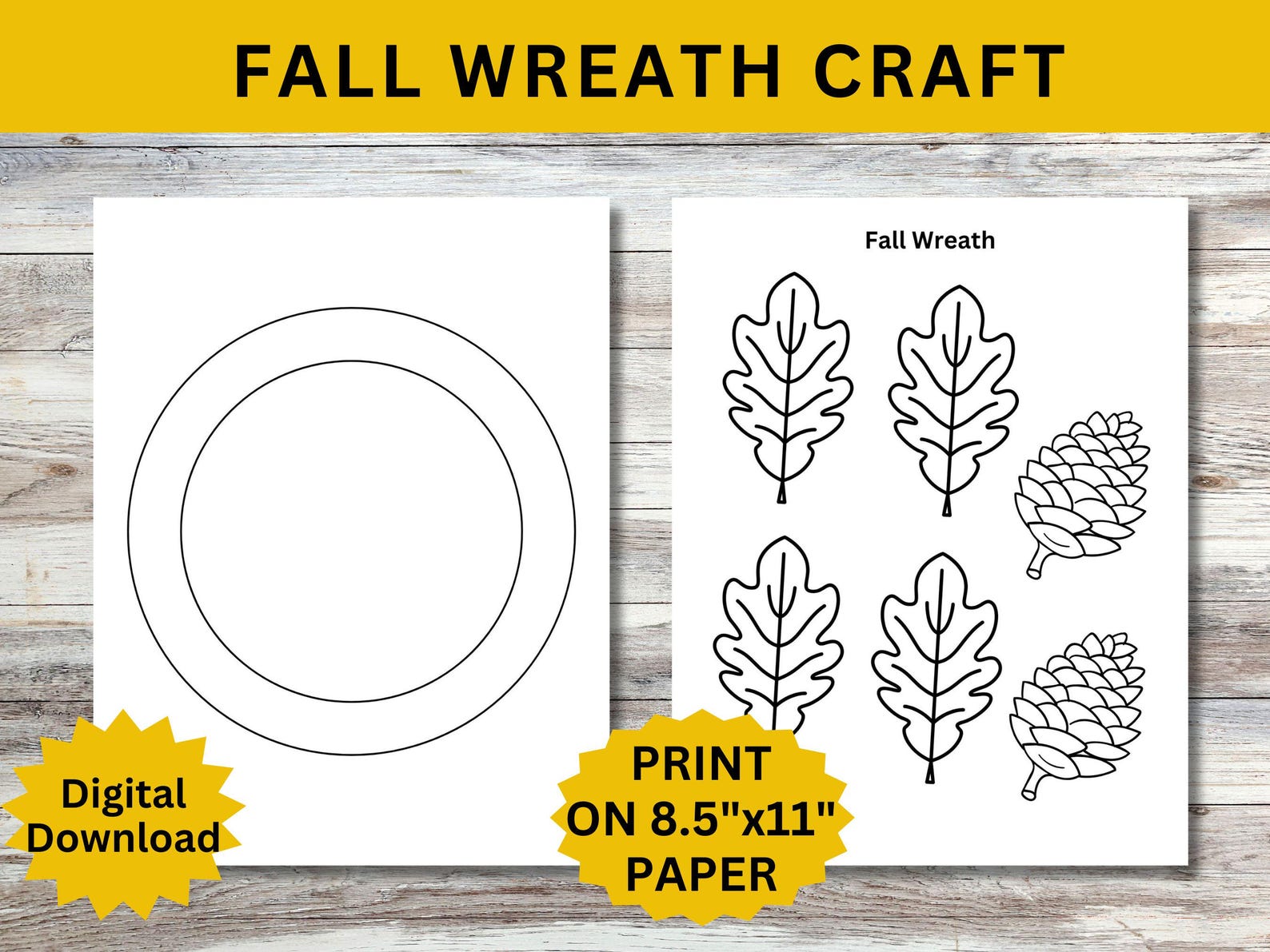 Fall Wreath Craft: Thanksgiving Coloring Activity (digital Download) - Etsy