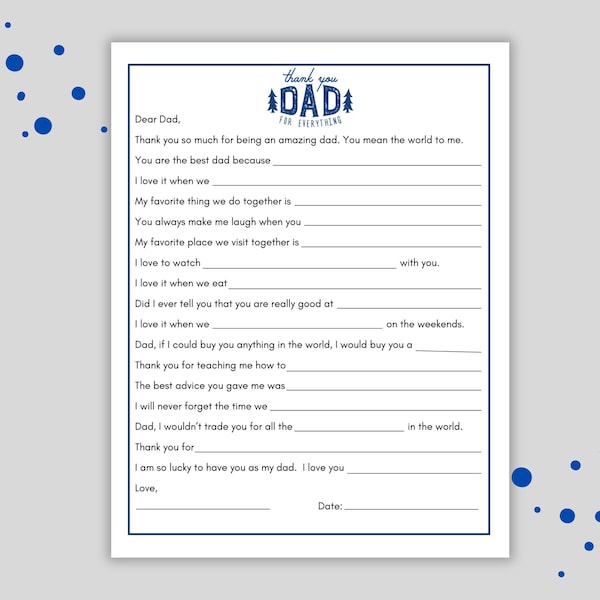 Printable Dad Questionnaire for Birthday - Etsy