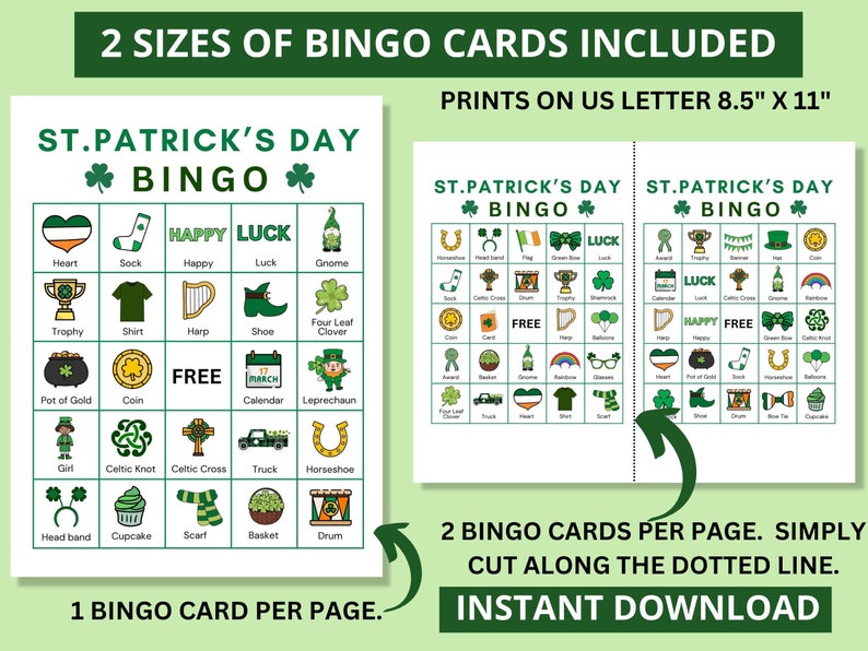 St. Patrick's Day Bingo Printable 30 St. Patrick's Day Bingo Cards St ...