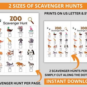 Zoo Scavenger Hunt, Printable Zoo Treasure Hunt, Animal Scavenger Hunt ...