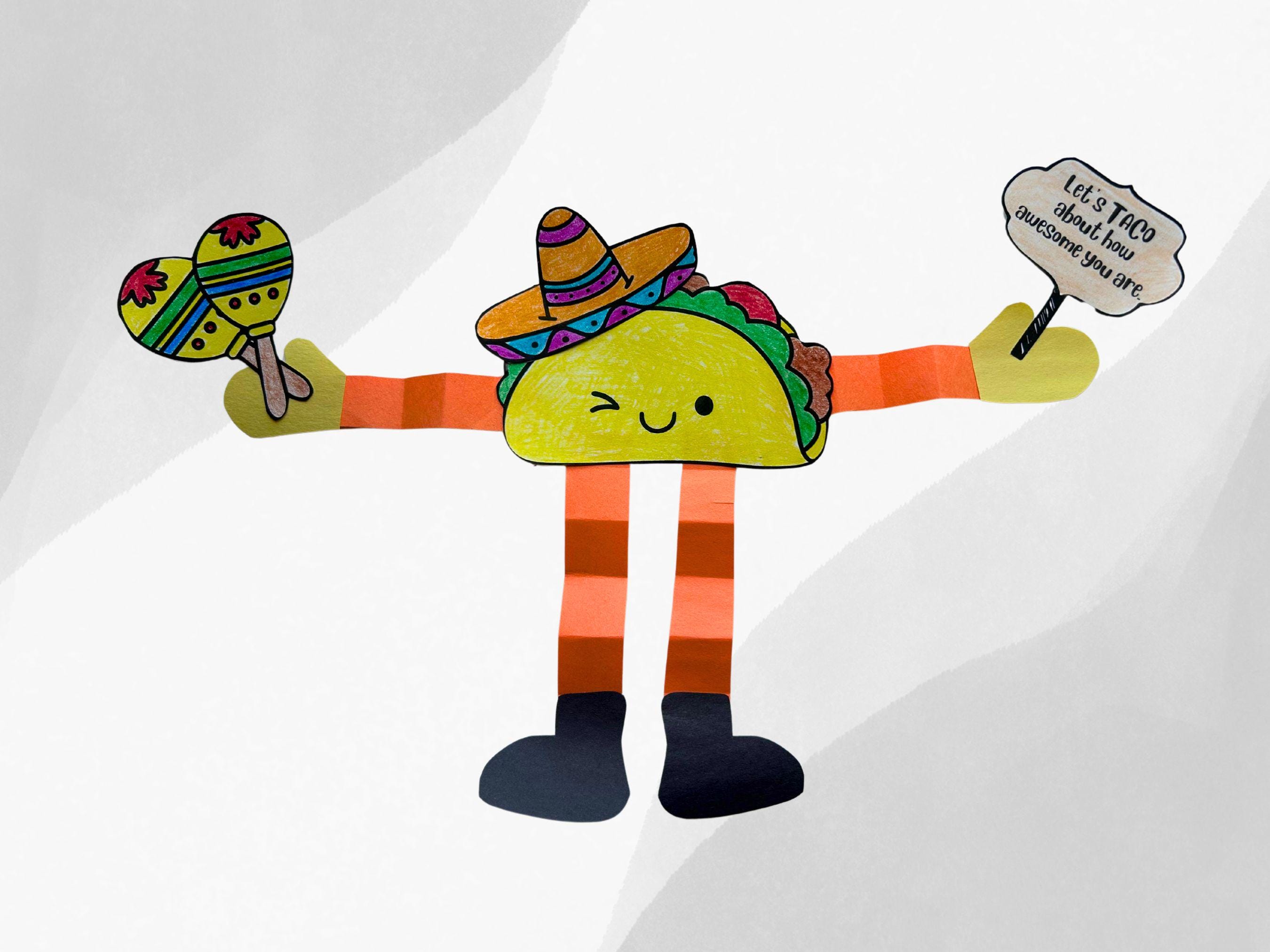 Taco Person Craft: Cinco De Mayo Coloring Activity (PDF Pattern) - Etsy