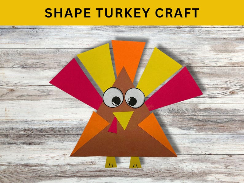 Shape Turkey Craft for Kids, Thanksgiving Crafts, Printable Turkey ...
