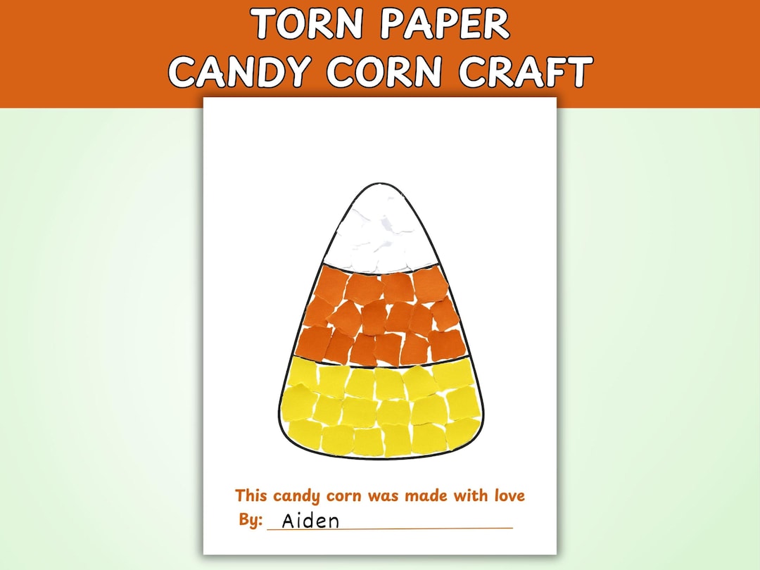 Torn Paper Candy Corn Craft Printable – Easy Halloween Craft for Kids ...