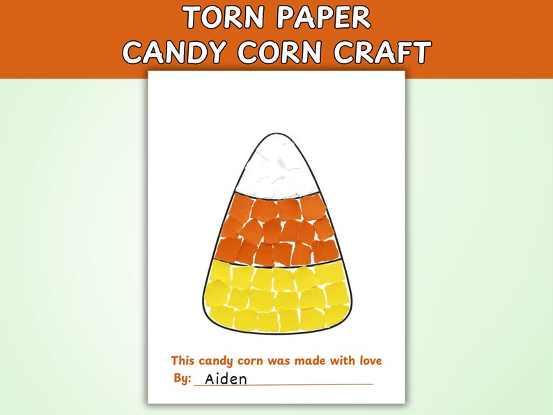 Torn Paper Candy Corn Craft Printable – Easy Halloween Craft for Kids ...