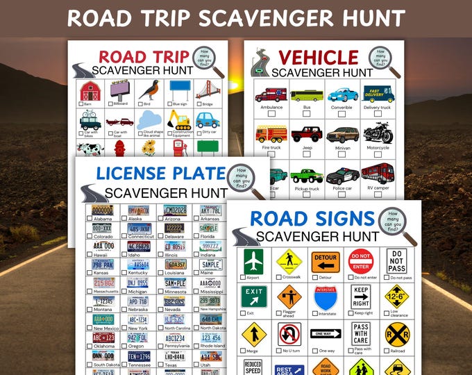 Road Trip Games Bundle: Scavenger Hunt & Car Activities (digital ...