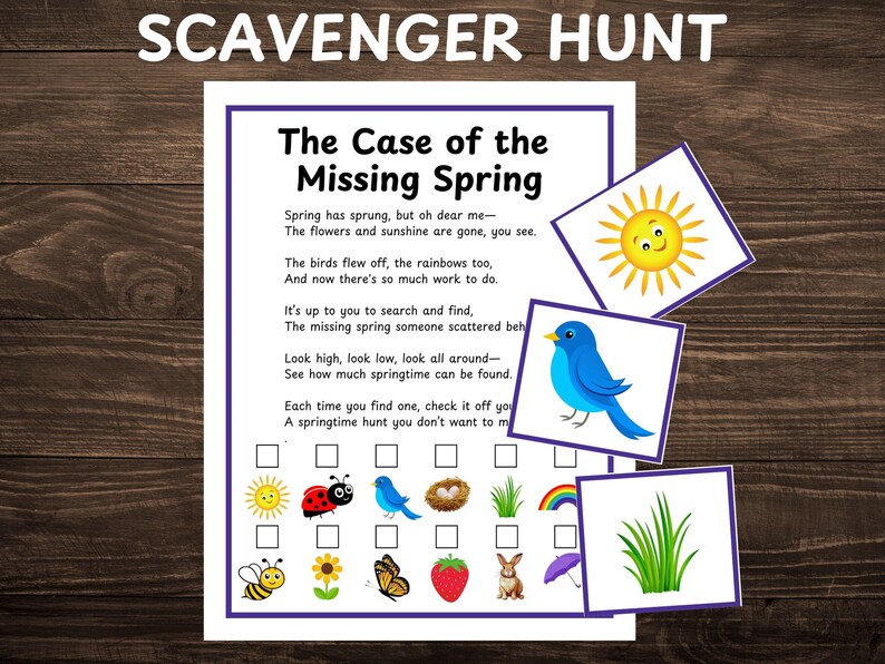 Spring Scavenger Hunt for Kids, Spring Scavenger Hunt Game, Spring Game ...