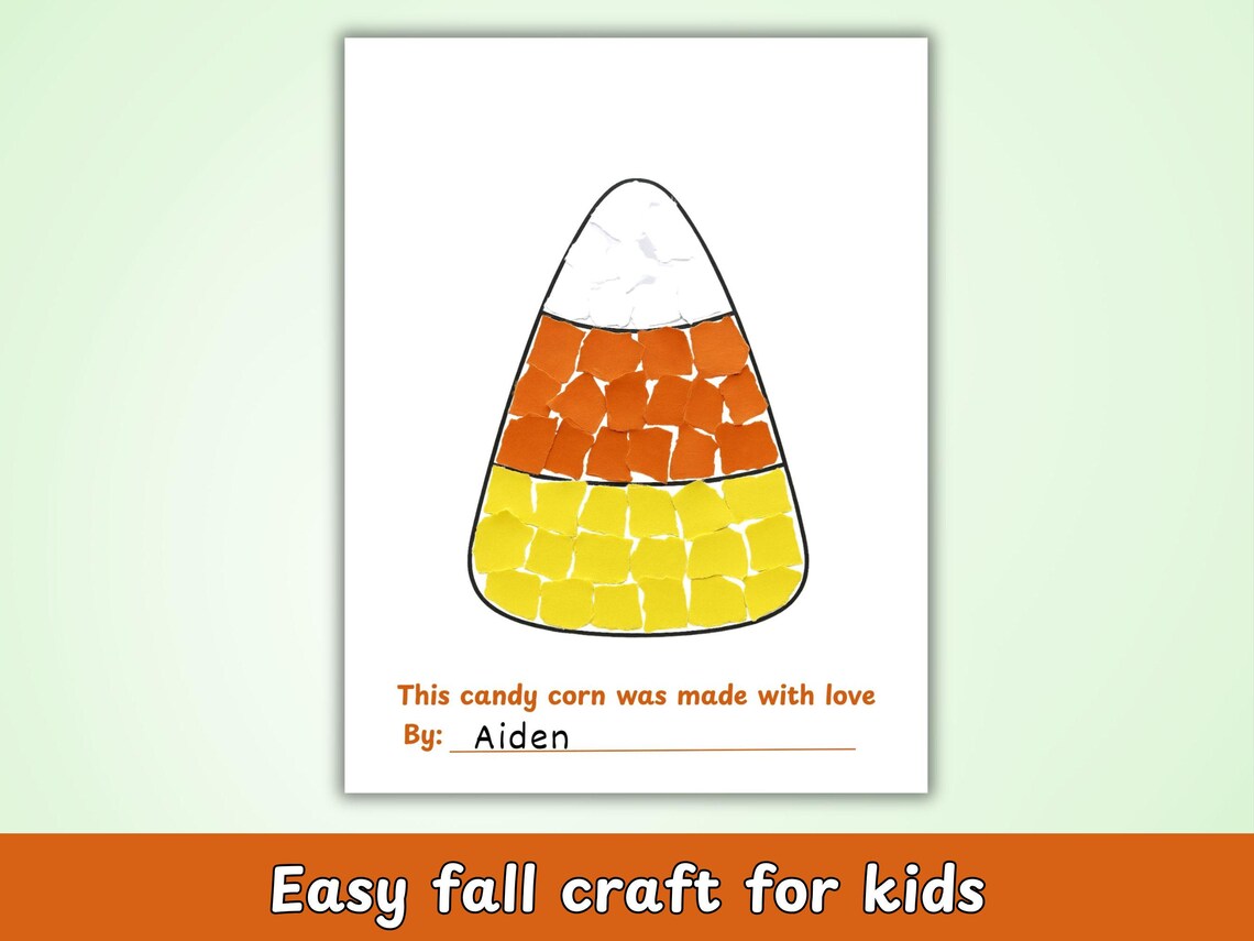 Torn Paper Candy Corn Craft Printable – Easy Halloween Craft for Kids ...