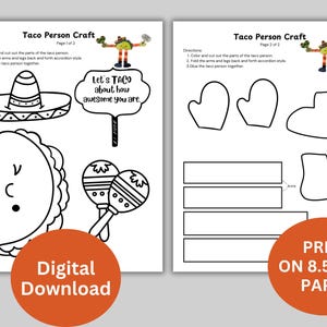 Taco Person Craft: Cinco De Mayo Coloring Activity (PDF Pattern) - Etsy