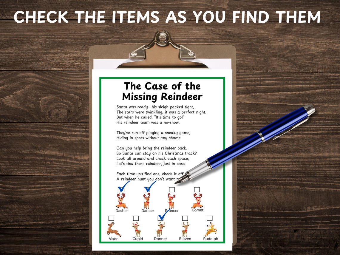 Reindeer Scavenger Hunt: Christmas Printable Game (digital Download) - Etsy