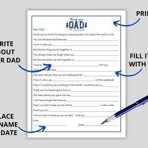 Father's Day Printable Letter, Father's Day Gift From Kids, Father's ...