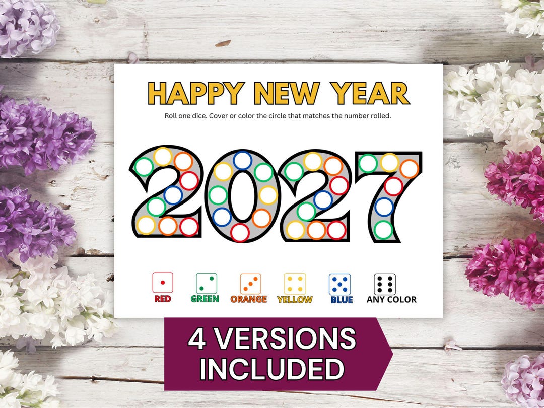 Roll a New Year's Game for Kids, Printable New Year Activity, Candy ...