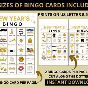 New Year's Eve Bingo Game, Printable New Years Bingo Game, Family New ...