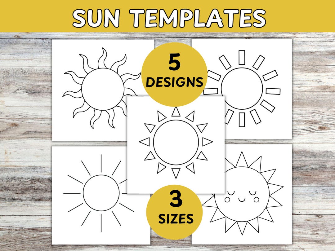 Printable Sun Templates for Summer Crafts, Sun Coloring Pages, Sun ...