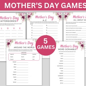 Mother's Day Game Bundle, Printable Mother's Day Games, Mother's Day ...