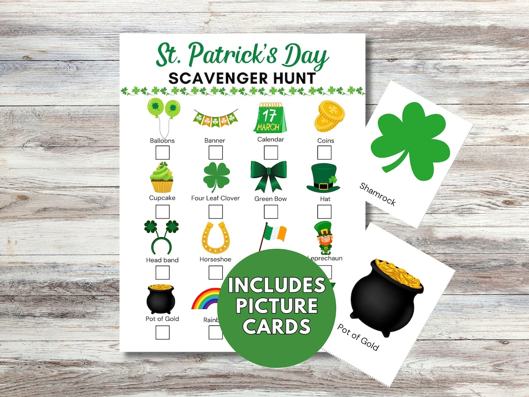 St. Patrick's Day Scavenger Hunt: Printable Kids Activity With Hiding ...