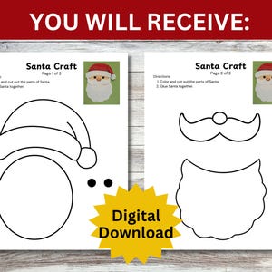 Santa Craft for Kids, Printable Christmas Craft, Santa Claus Craft ...
