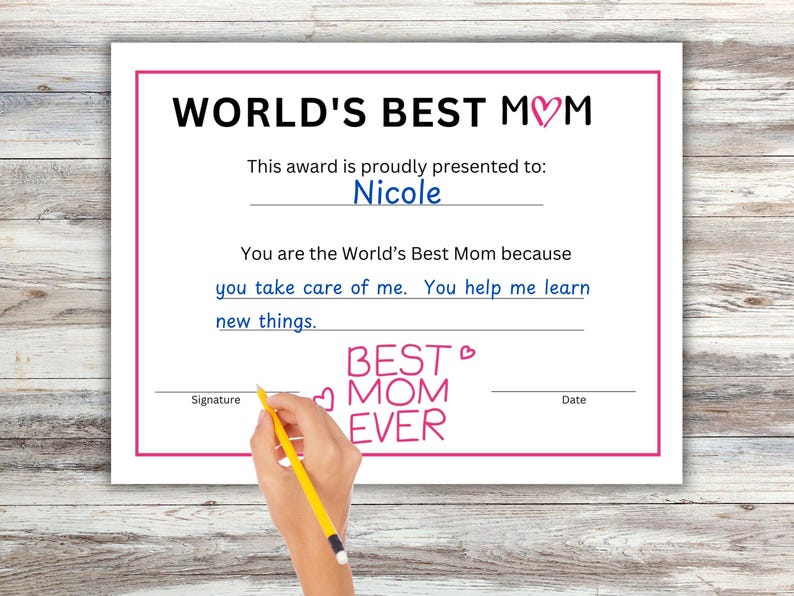 Mother's Day Certificate, Printable World's Best Mom Certificate ...