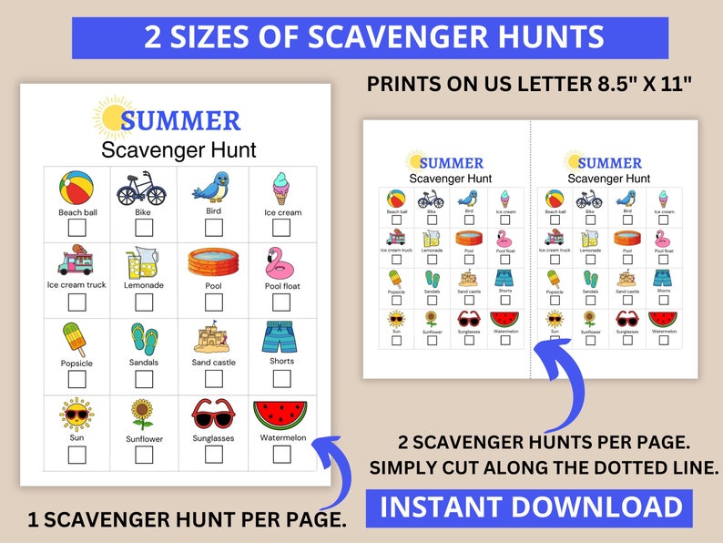 Summer Scavenger Hunt, Printable Summertime Scavenger Hunt, Summer Game ...