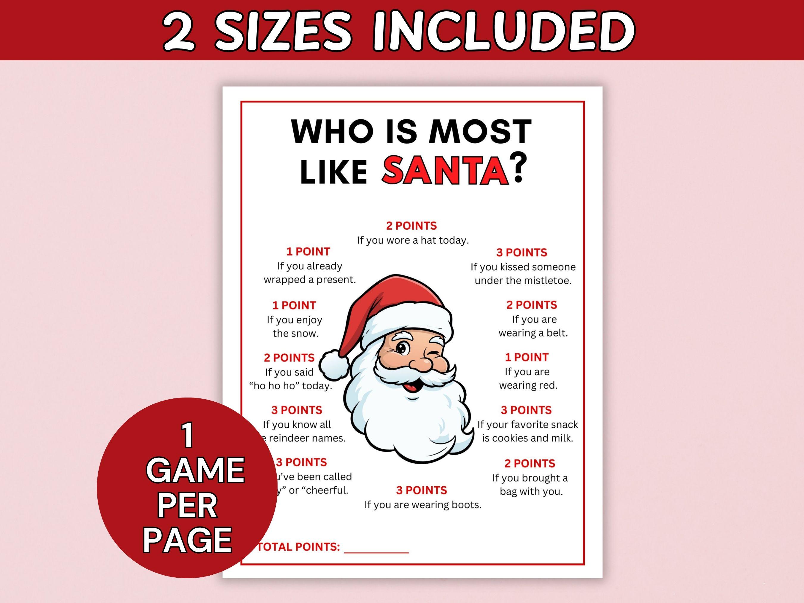 Who is Most Like Santa Christmas Party Game, Holiday Activity for Kids ...