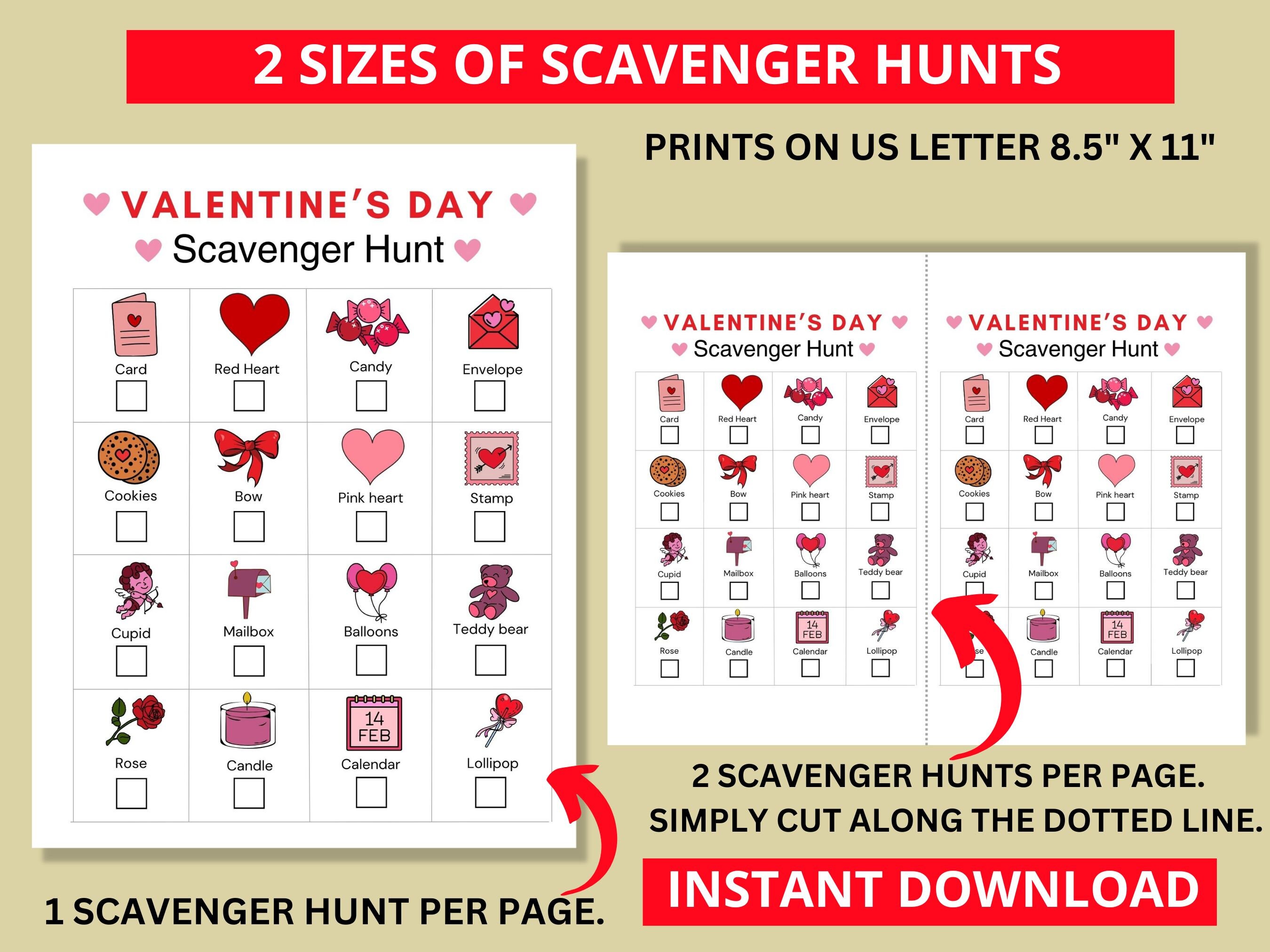 Valentine's Day Scavenger Hunt Printable Valentine's Day Game for Kids ...