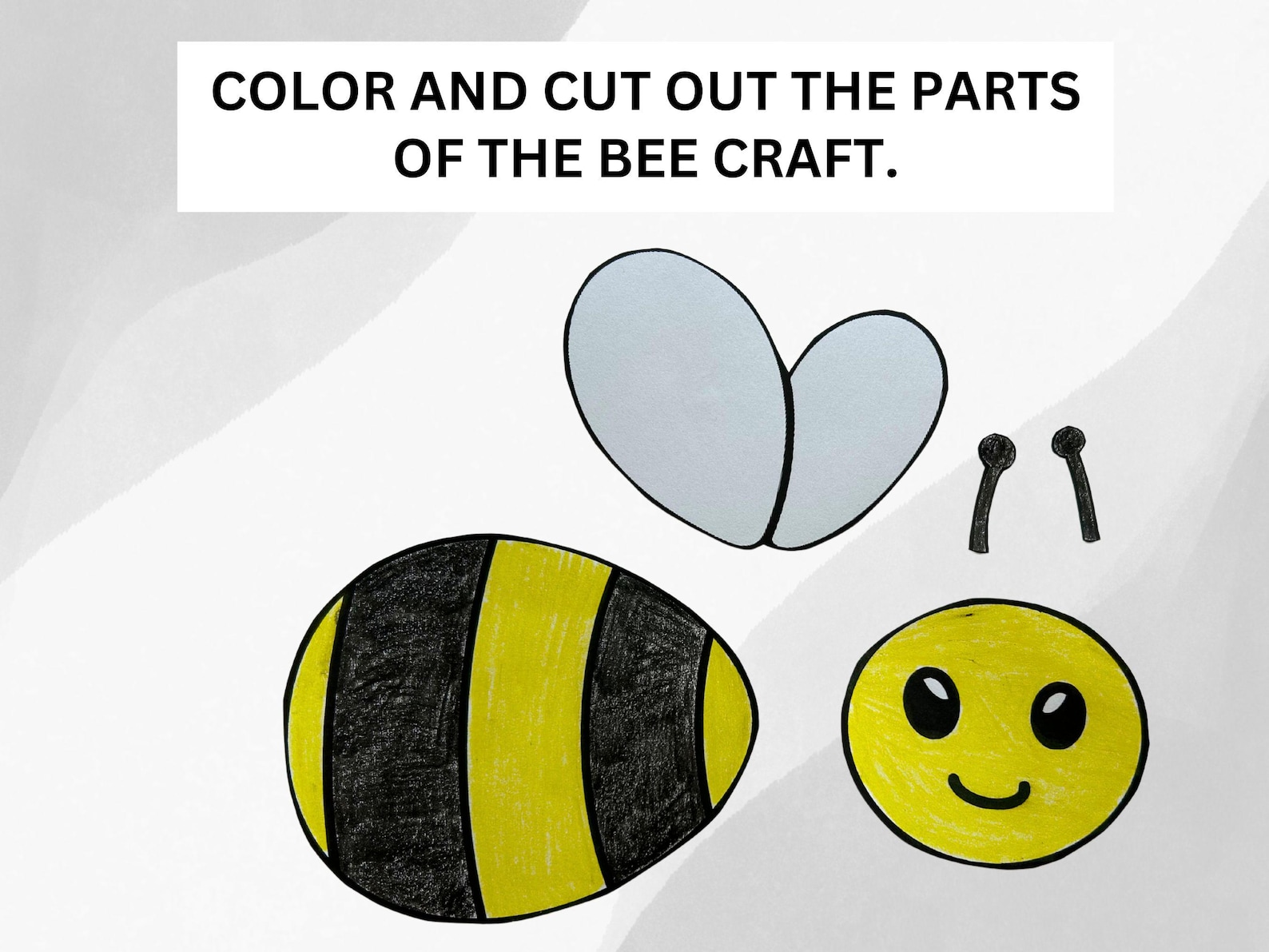 Printable Bee Craft for Kids, Build a Bee Craft, Spring Craft, Summer ...