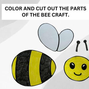 Printable Bee Craft for Kids, Build a Bee Craft, Spring Craft, Summer ...