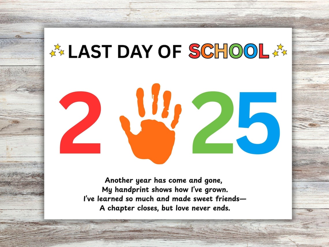 Last Day of School Handprint Art: Keepsake Craft (digital Download) - Etsy