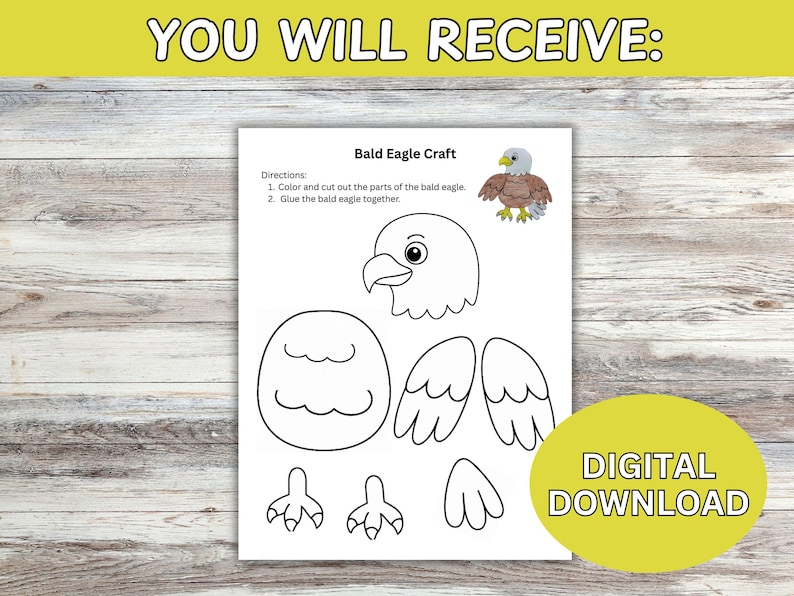 Bald Eagle Craft for Kids: Patriotic Cut & Paste Activity (PDF Download ...