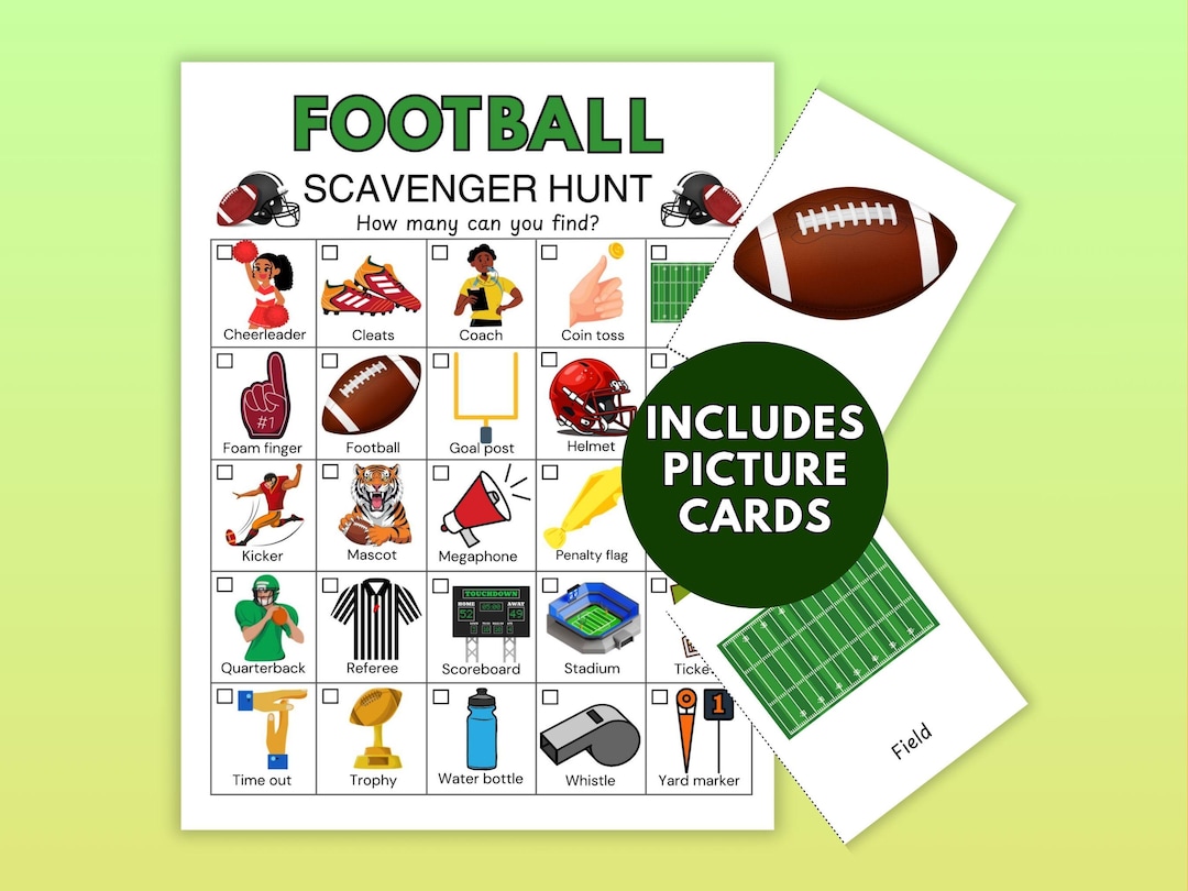Football Scavenger Hunt for Kids, Printable Activity for Parties, Game ...