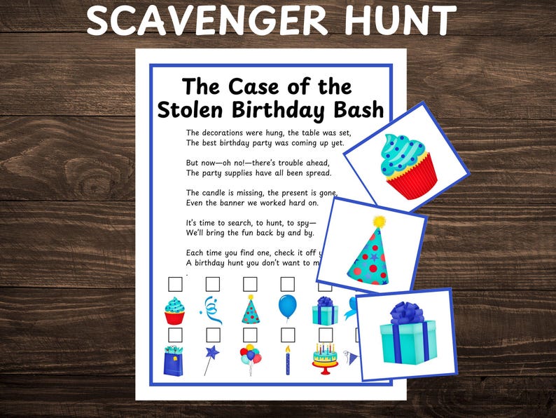 Birthday Scavenger Hunt for Kids, Printable Birthday Hunt Game ...