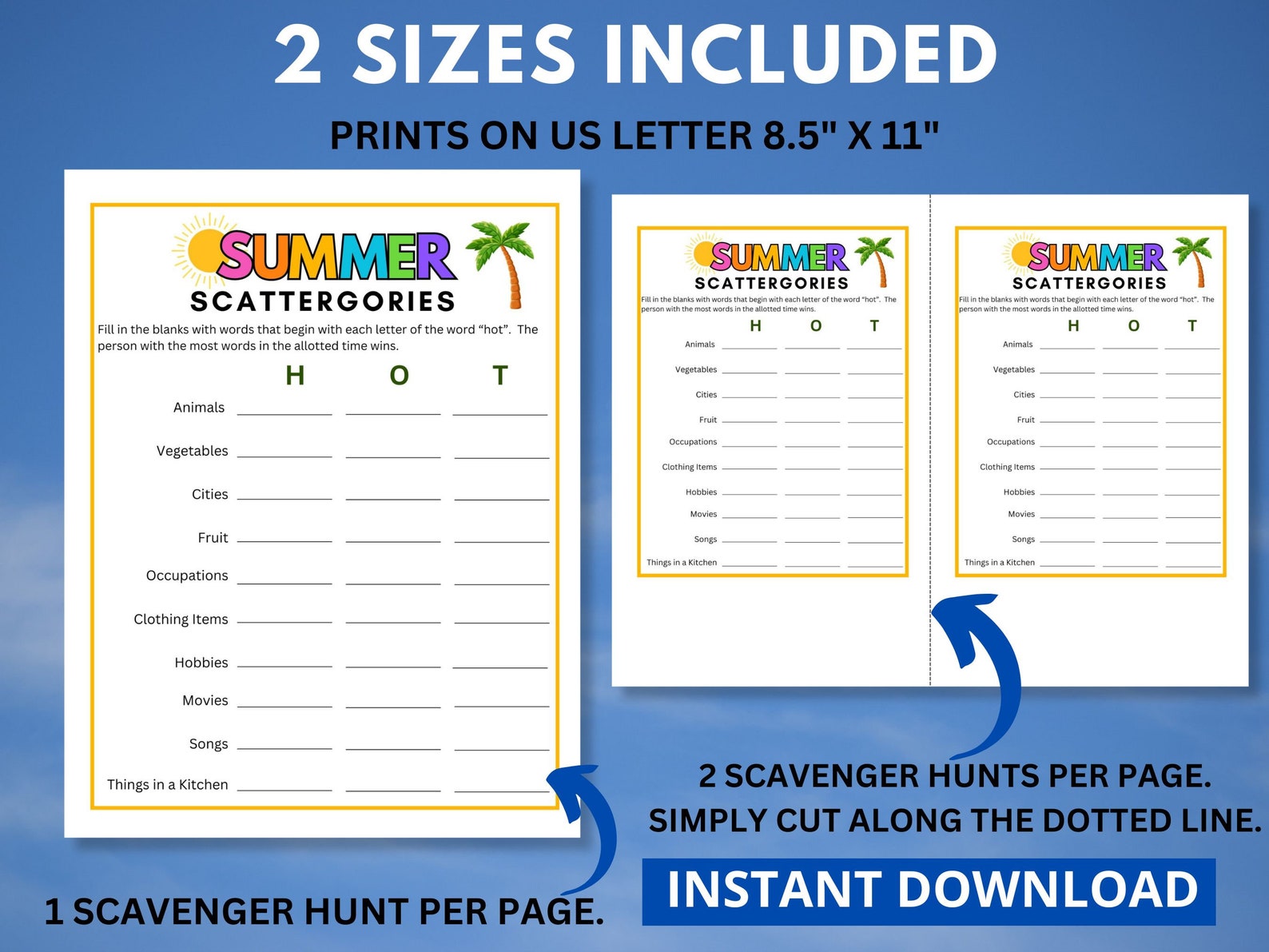 Summer Games, Printable Summer Game, Summer Activities, Summer Party ...