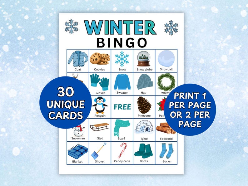 Winter Bingo Game, Holiday Party, Classroom Activity - Etsy