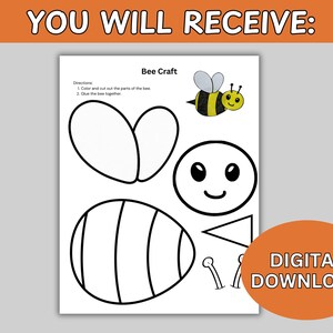 Printable Bee Craft for Kids, Build a Bee Craft, Spring Craft, Summer ...