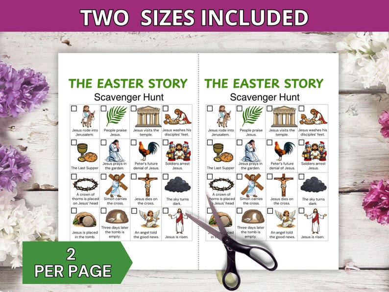 Easter Story Scavenger Hunt for Kids, Bible Story Cards, Resurrection ...