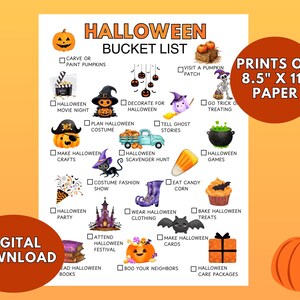Halloween Bucket List Printable: Family Activities Checklist (digital ...