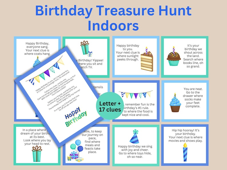 Birthday Scavenger Hunt for Kids Printable Birthday Treasure Hunt ...
