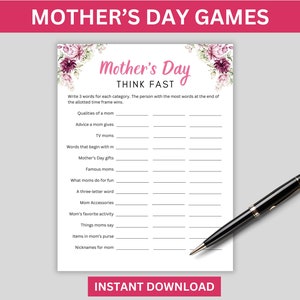 Mother's Day Game Bundle, Printable Mother's Day Party Games, Mother's ...