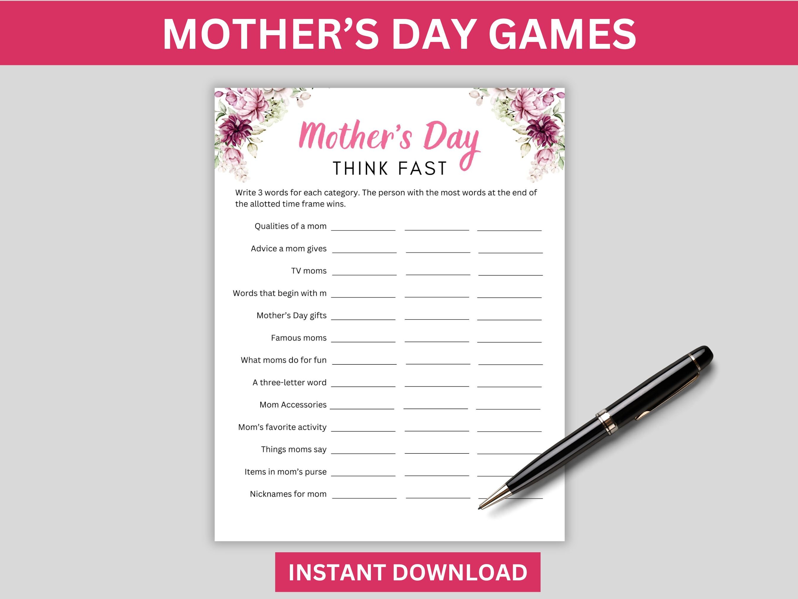 Mother's Day Game Bundle, Printable Mother's Day Party Games, Mother's ...