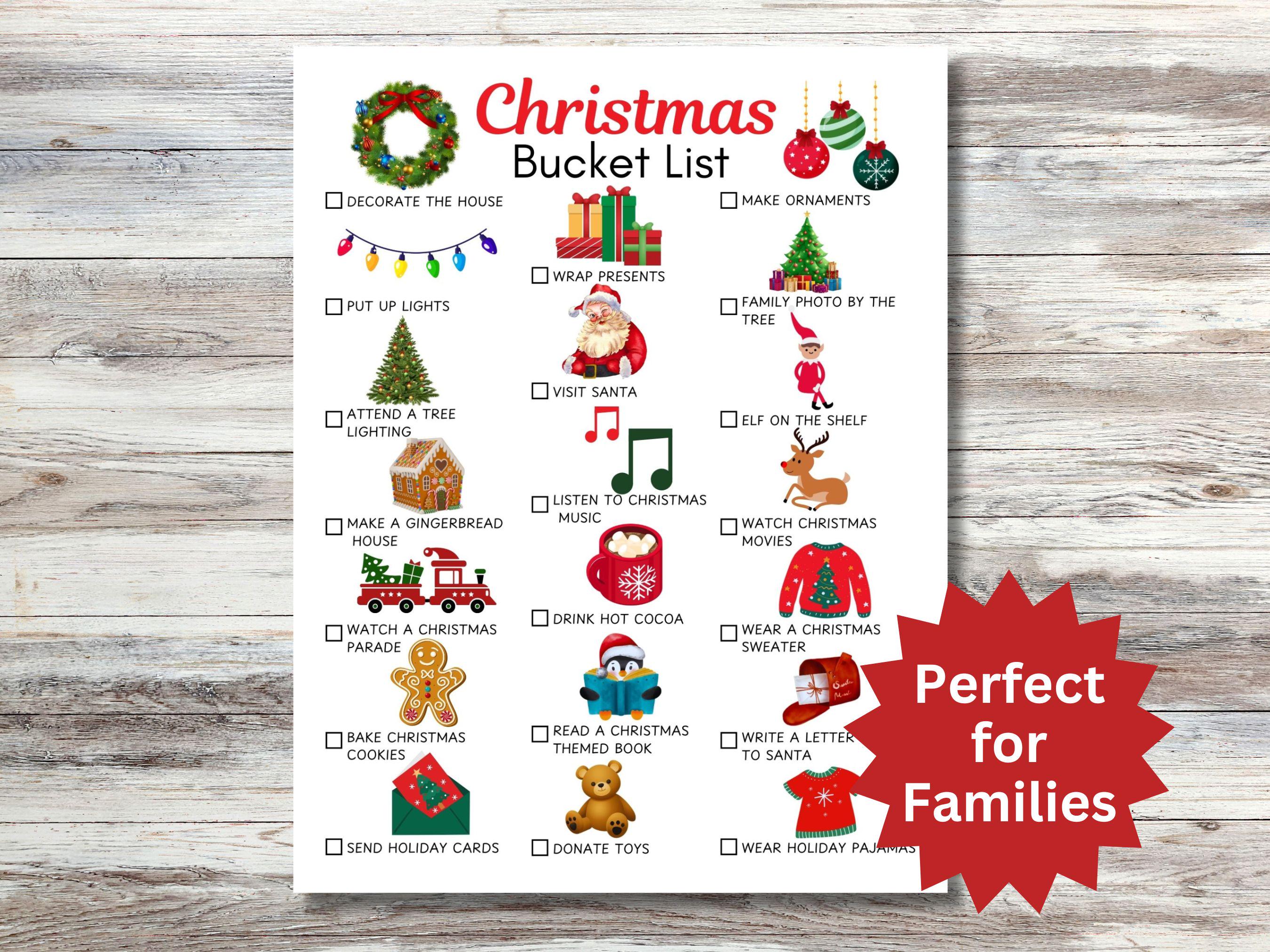 Christmas Bucket List Printable: Family Holiday Activities (digital ...