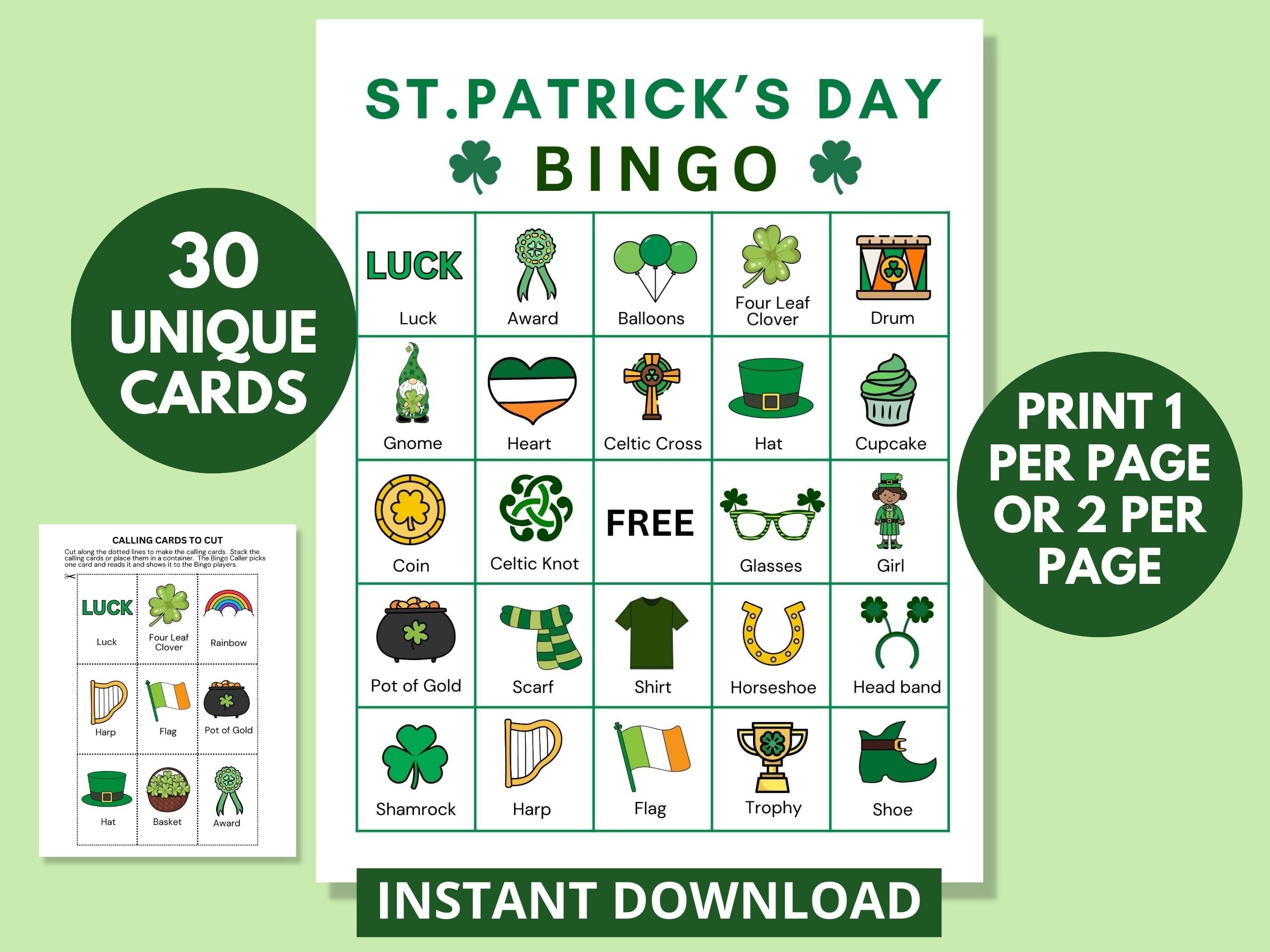 St. Patrick's Day Bingo Printable 30 St. Patrick's Day Bingo Cards St ...